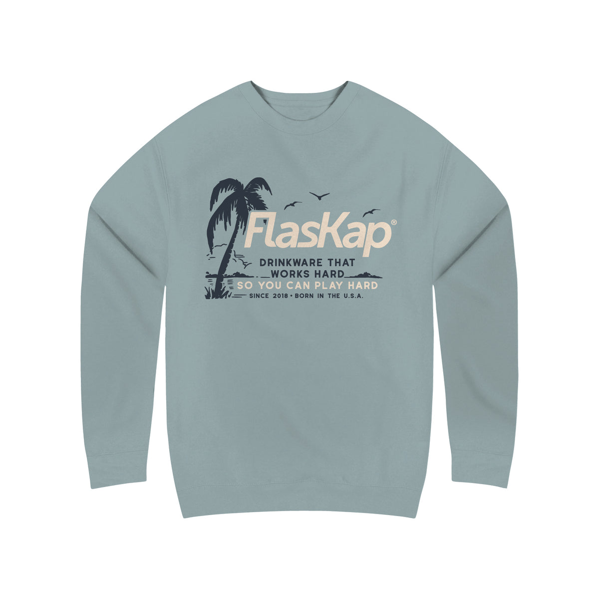 Sips On The Beach Crewneck Agave FlasKap sips-on-the-beach-crewneck-agave-flaskap